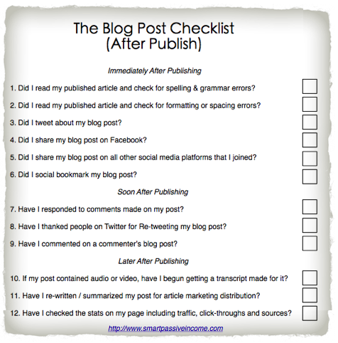 After Publish Blog Post Checklist - Ben Francia